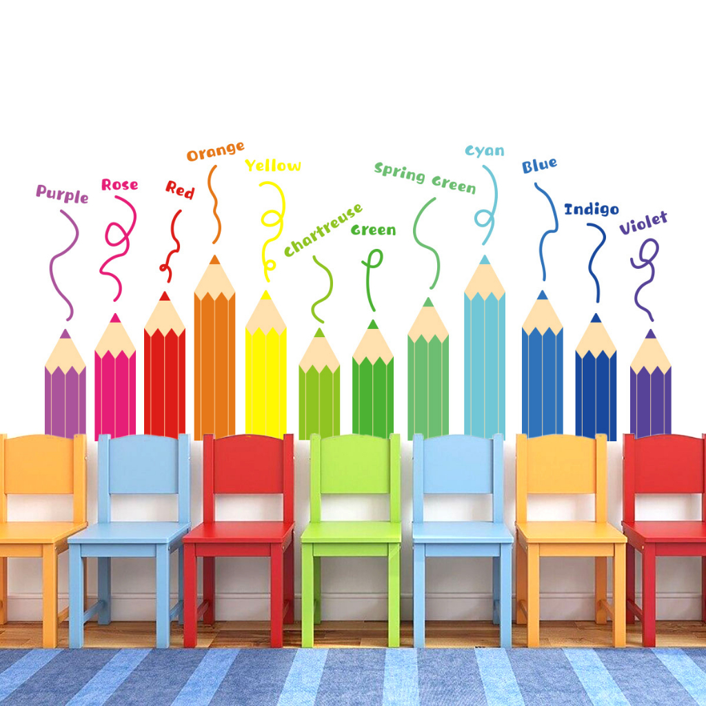 Wall Sticker Colored Pencils Art Wall Decal Nursery Wall Sticker ...