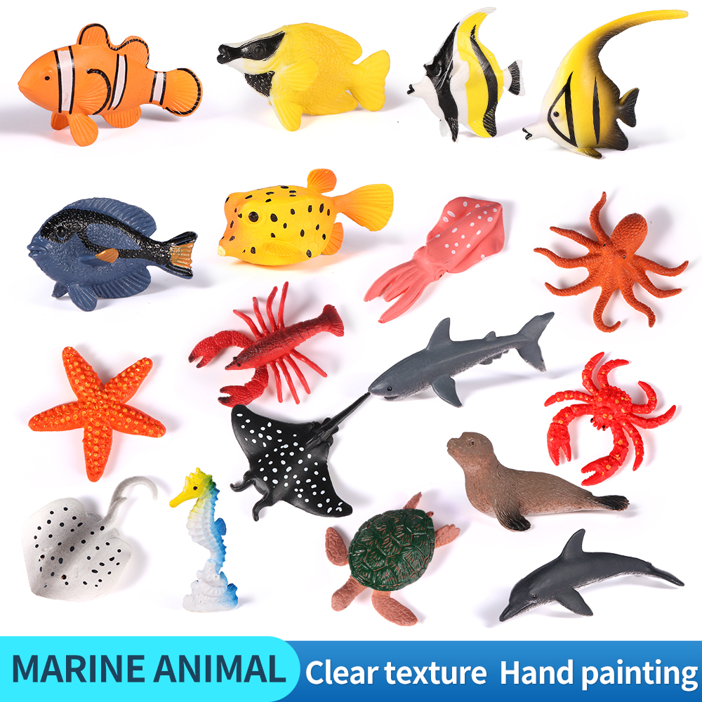 Small Ocean Marine Model Sea Life Animal Whale Shark Crab Turtle Action ...