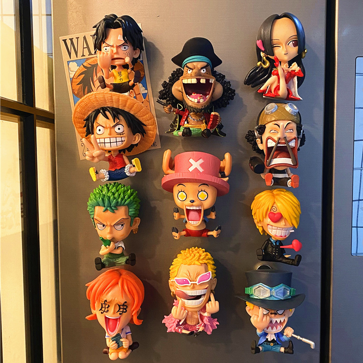 One Piece Cute Cartoon Fridge Magnet Japanese Anime Luffy Ace Zoro ...