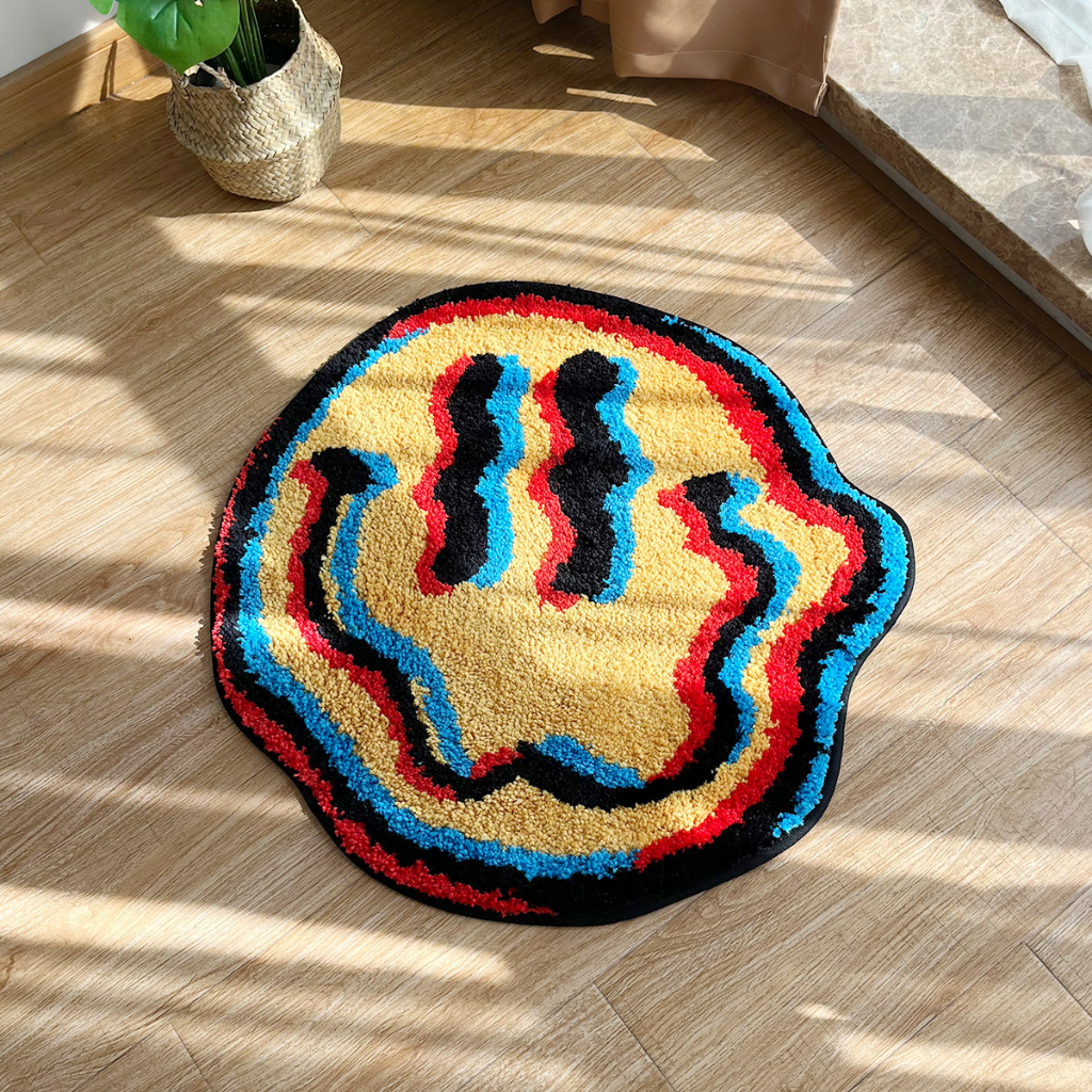 Trippy Smiling Rug Tufted Rug Gift for Friend Rugs for Bedroom Geek ...