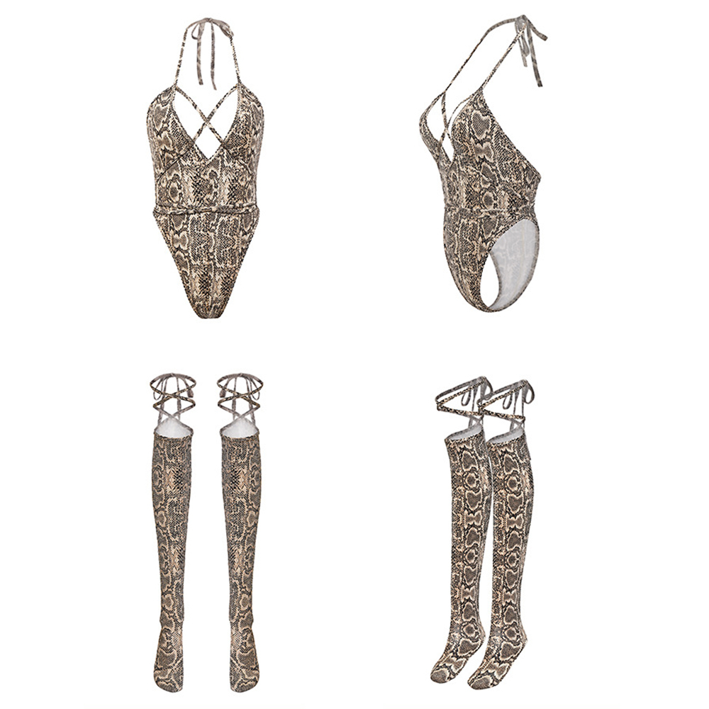 Bodysuit Club Snake Print Nightwear Body Stocking Women Backless ...
