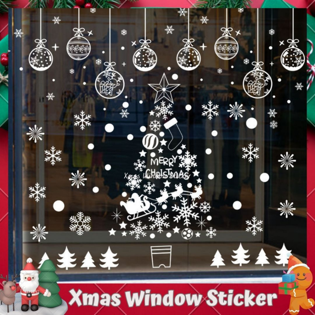 White Xmas Glass Window (No trace left)Electrostatic Paste Snow White ...