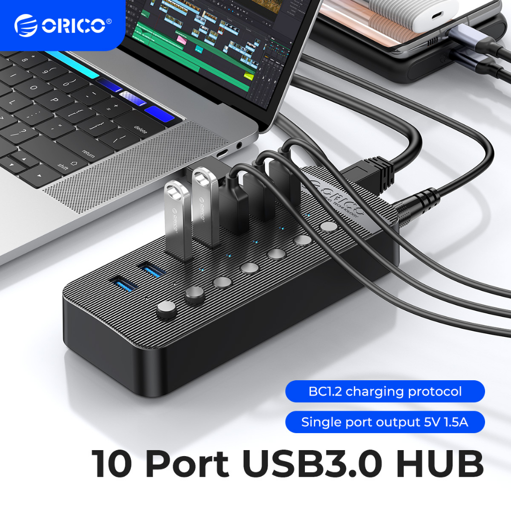 ORICO Industrial USB 3.0 HUB USB OTG Splitter with On/Off Switch 12V ...