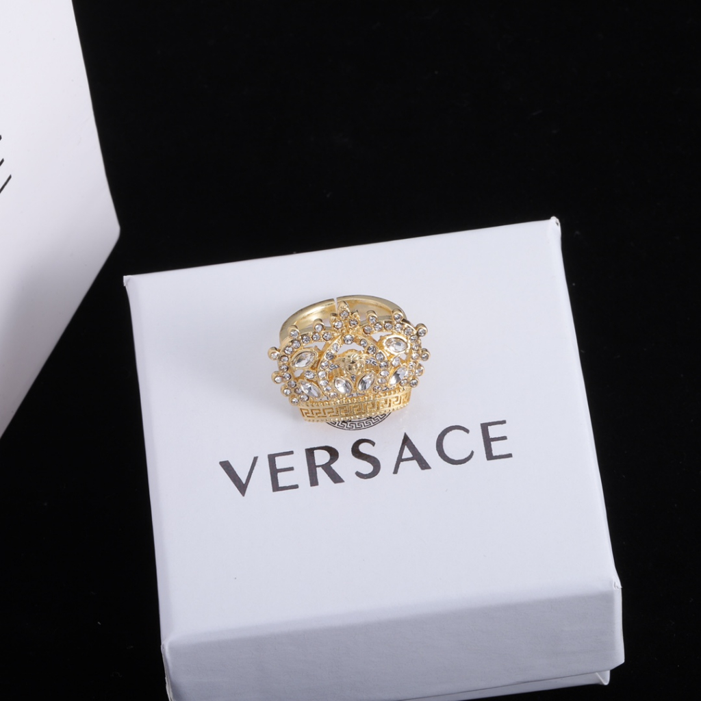 [Fashion brand] 2023 new classic Versace lady crown ring with LOGO ...