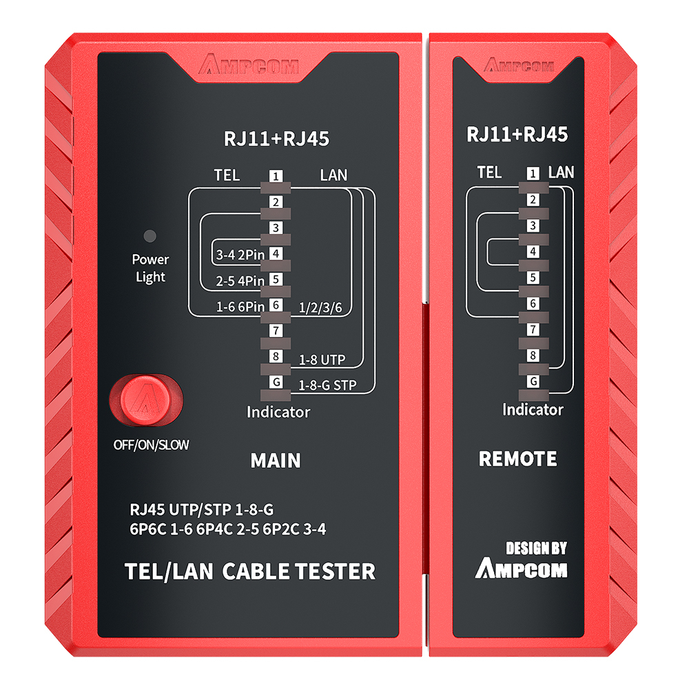 AMPCOM Updated Network Cable Tester LAN Cable Test Network Cable Tool ...