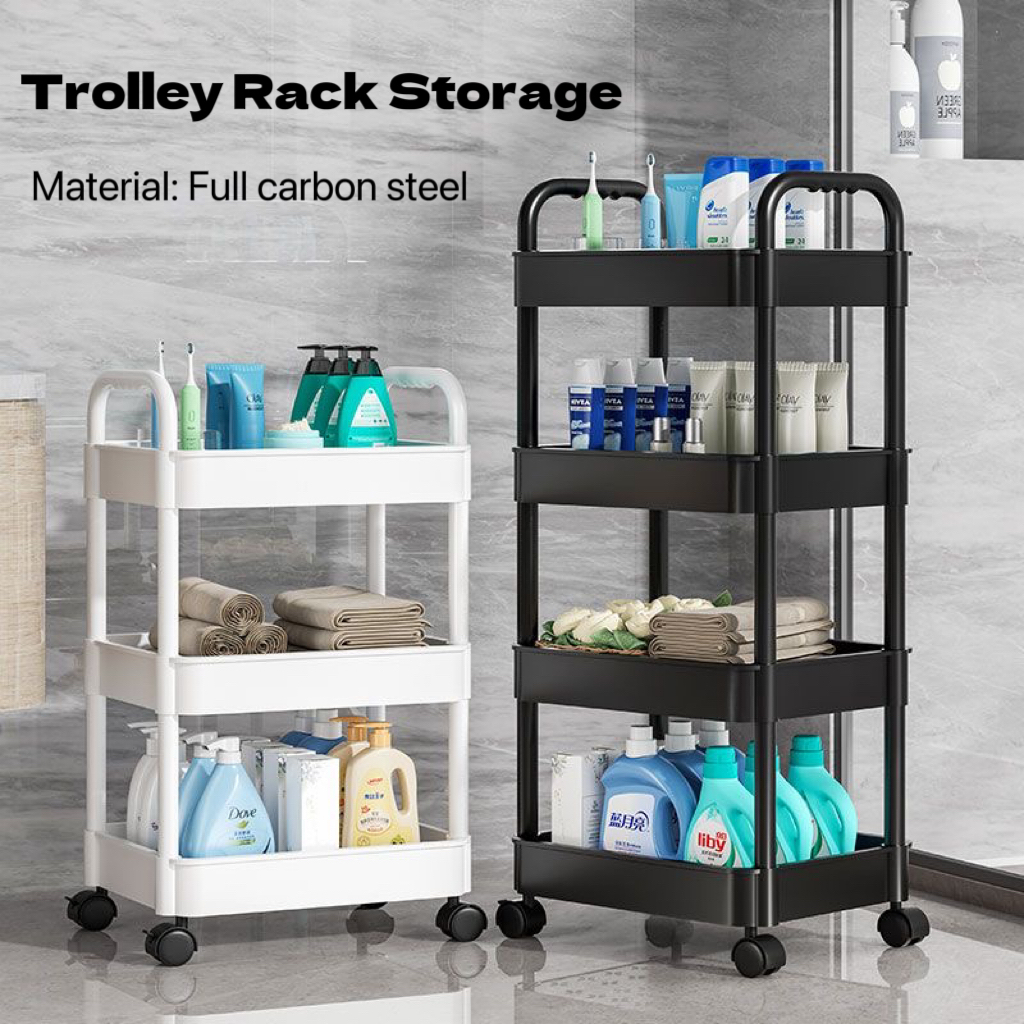 Trolley Rack Storage Full carbon steel 3 Tier Trolley Kitchen Rack With ...