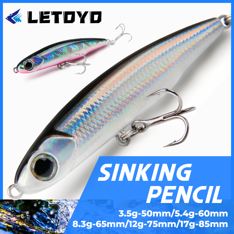 LETOYO Sinking Pencil Lure 3.5g/5.4g/8.3g/12g Shore Casting Fishing Lure Long Casting Micro ...
