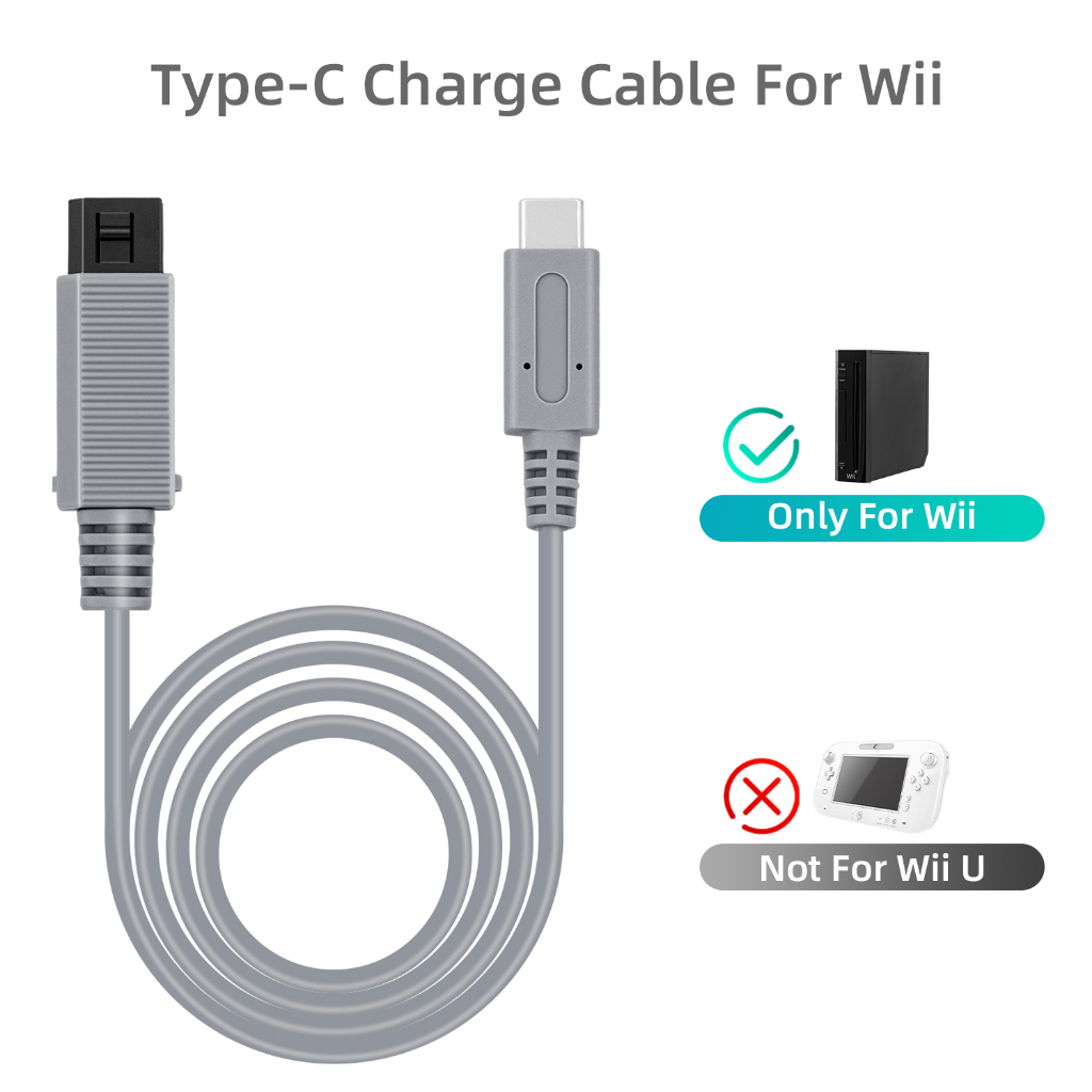 2 Meters Type C Power Charge Cable for Wii - Gray | Shopee Malaysia