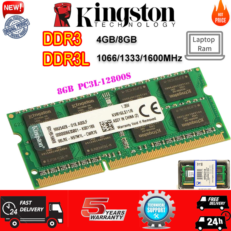 Kingston Value RAM DDR3 DDR3L 4GB 8GB Laptop memory stick 1066/1333/1600MHz PC3L SODIMM | Shopee ...