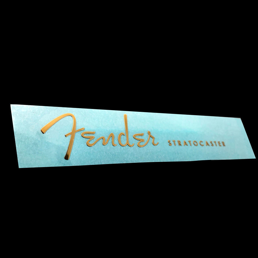 Fender Stratocaster Guitar Metal Headstock Logo Decal Selfadhesive Gold ...
