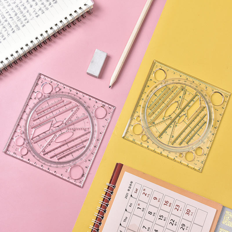 Multifunctional Drawing Ruler Rotatable Number Geometric Figure ...