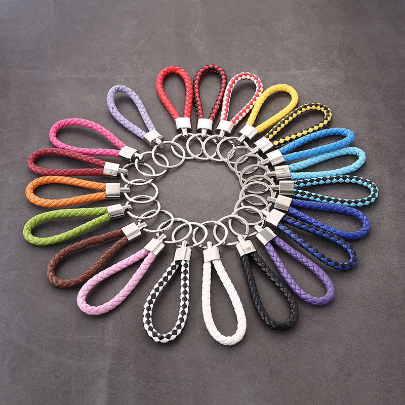 New Braided Leather Rope Keychain Creative Car Keychain Rope Key ...