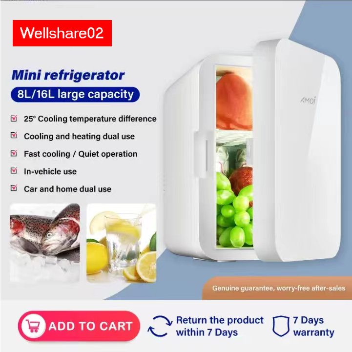 (1Year Warranty)AMOI 8L/16L Portable Refrigerator peti sejuk Mini ...