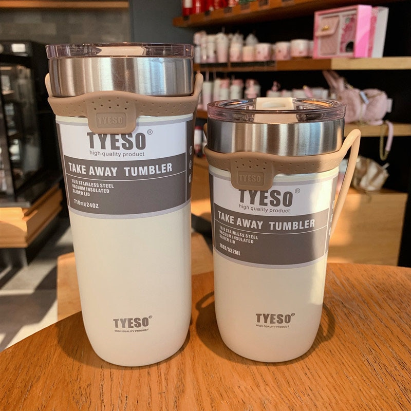 Tyeso Tumbler Stainless Steel Insulated Vacuum Thermos Coffee Mug Water Bottle Handle 550ML ...