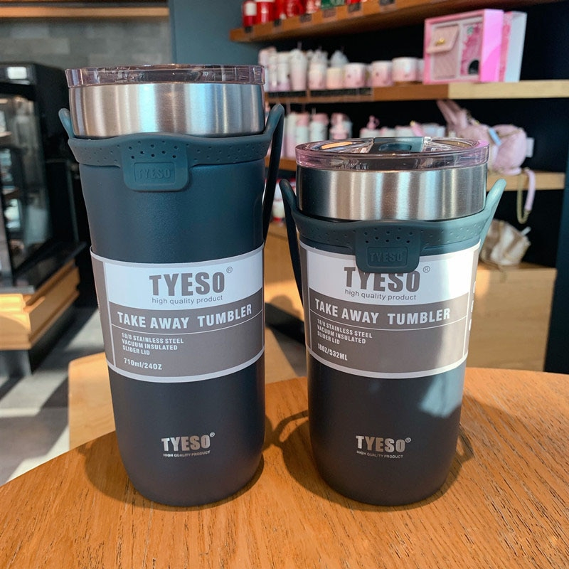 Tyeso Tumbler Stainless Steel Insulated Vacuum Thermos Coffee Mug Water Bottle Handle 550ML ...