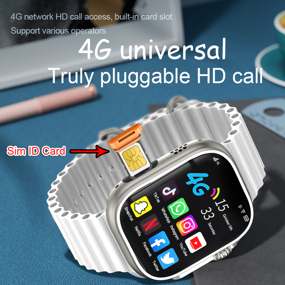 New 4G Smart Watch S8 Ultra Sim Card Rear Camera Call Android Operating ...