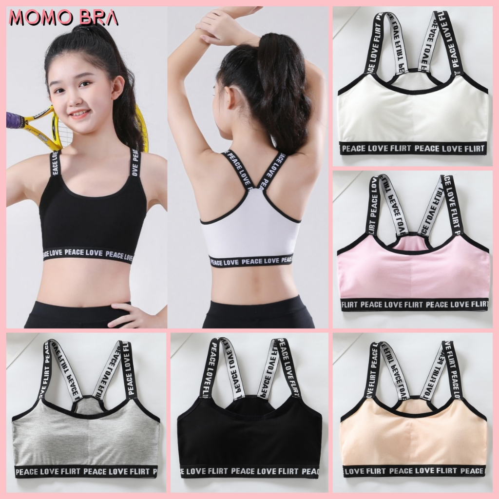 MOMO Kids Bra Girls Training Bra Cotton Baby Bra Anti-slip Sport Bra Teenage Underwear | Shopee ...