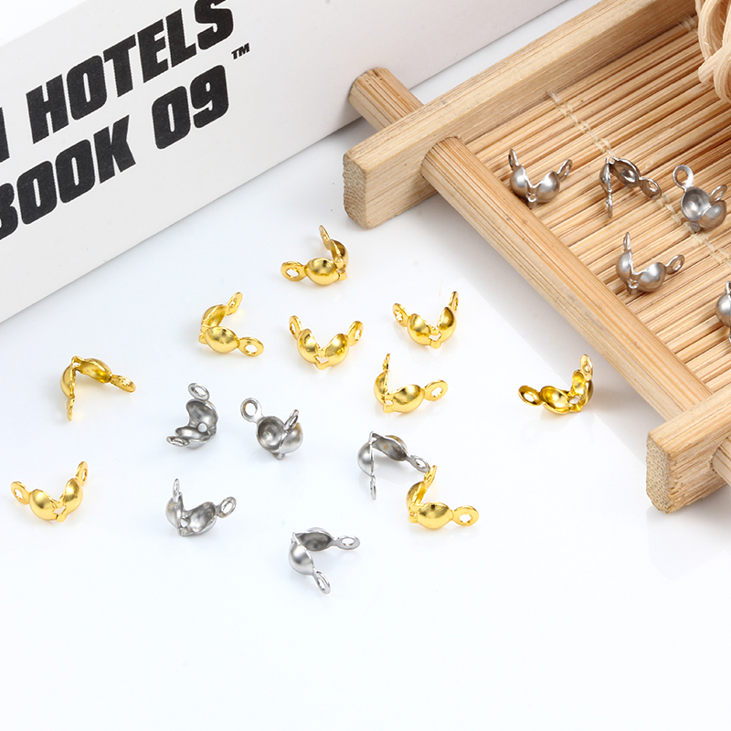 20pcs Stainless Steel Clasp Fitting 4*8mm Ball Chain Calotte End Crimps ...