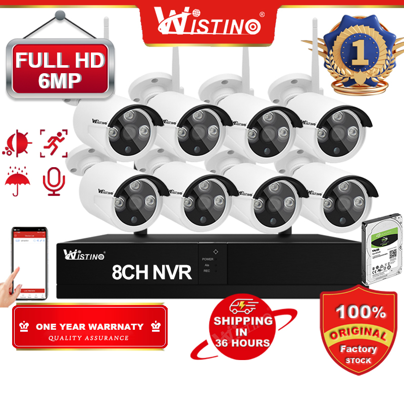 Wistino Audio 8ch Outdoor CCTV Kit Wireless 6MP Bullet IP Cctv Camera ...