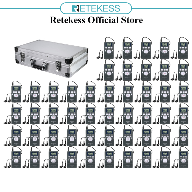 Retekess PR13 or V112 FM Radio Receivers with 50 Ports Storage Case (50 ...