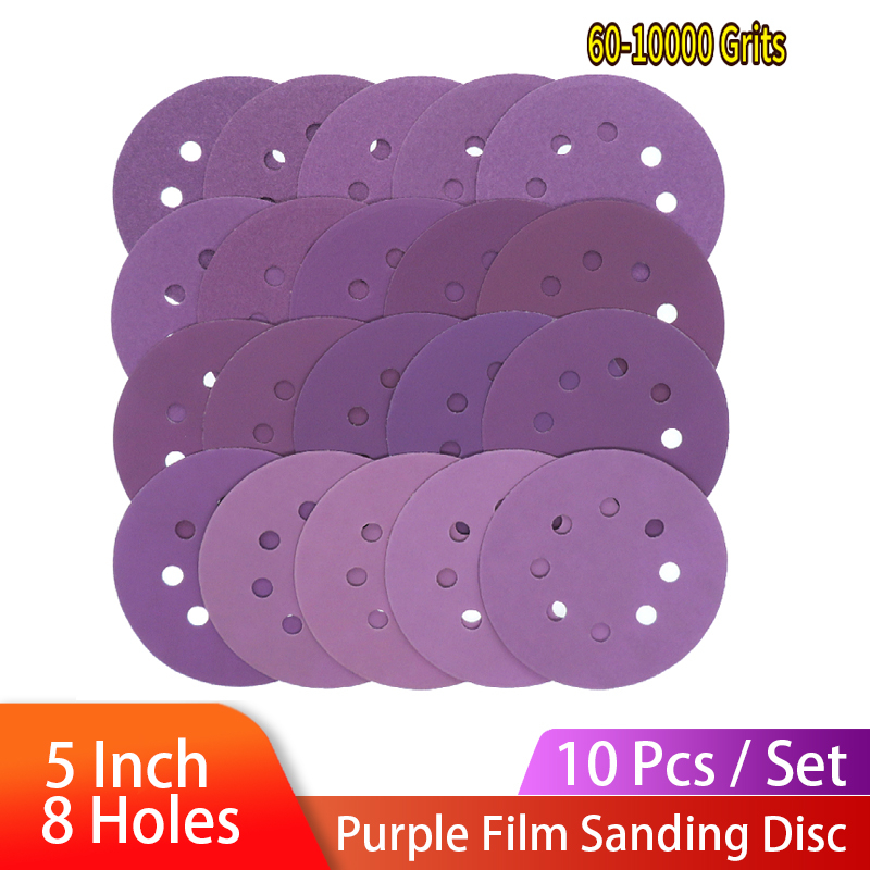 10 Pcs 5 Inch 8 Holes Sanding disc Set 60-10000 Grit Sandpaper for Wood ...