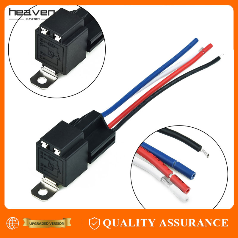 12V Relay 4 pin with Socket Base/Wires/Fuse Included 30A Amp SPST ...