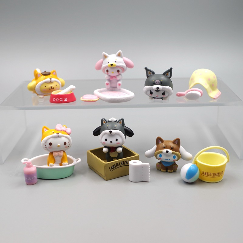 6Pcs/Set Sanrio Cartoon Anime Figure Hello Kitty My Melody Cinnamorol ...