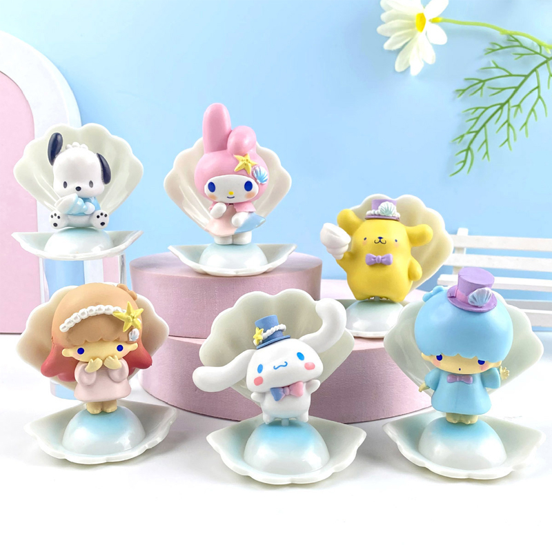6Pcs/Set 8cm Sanrio Anime Figure My Melody Pom Pom Purin Pochacco ...