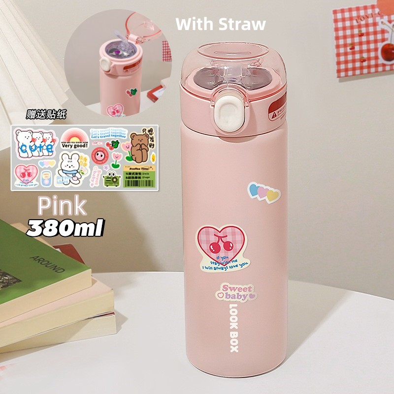 380ml Fashion Stainless Steel Thermos Cup Ladies Portable Cup Solid ...