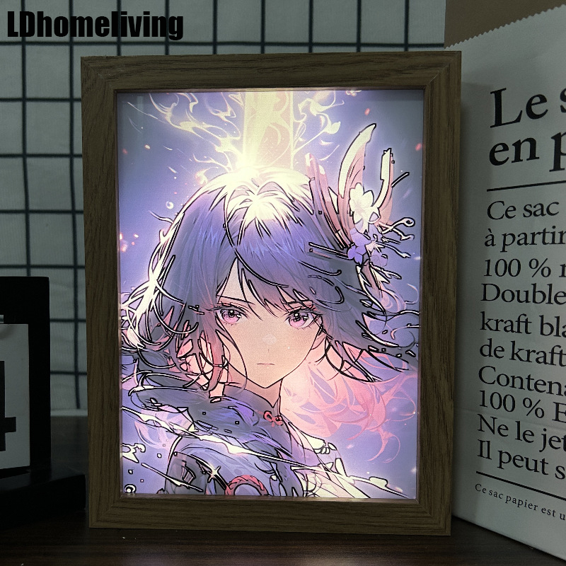 Genshin impact night light usb Miko Ganyu Light painting frame ...