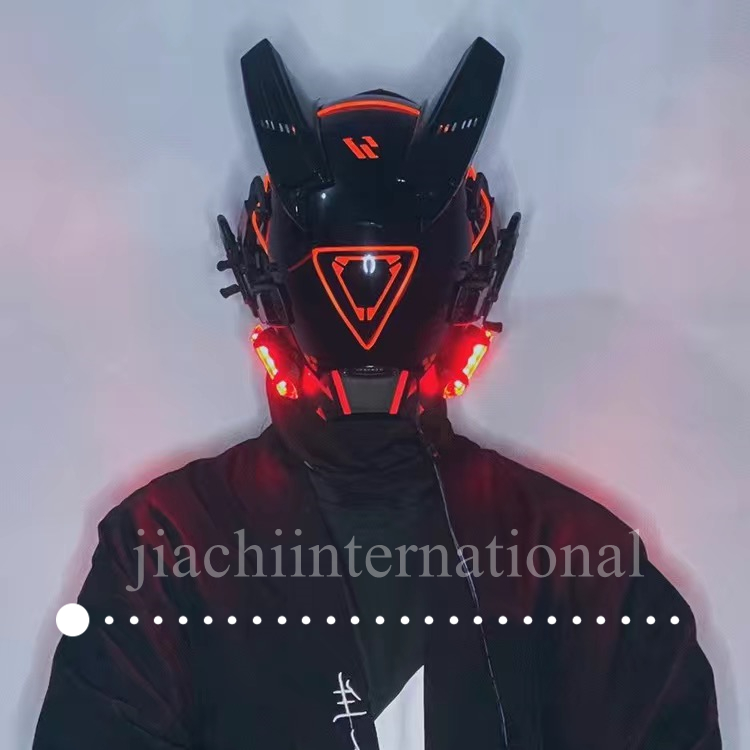 Cyberpunk LED Mask samurai mask cosplay Science Fiction Helmet Round ...