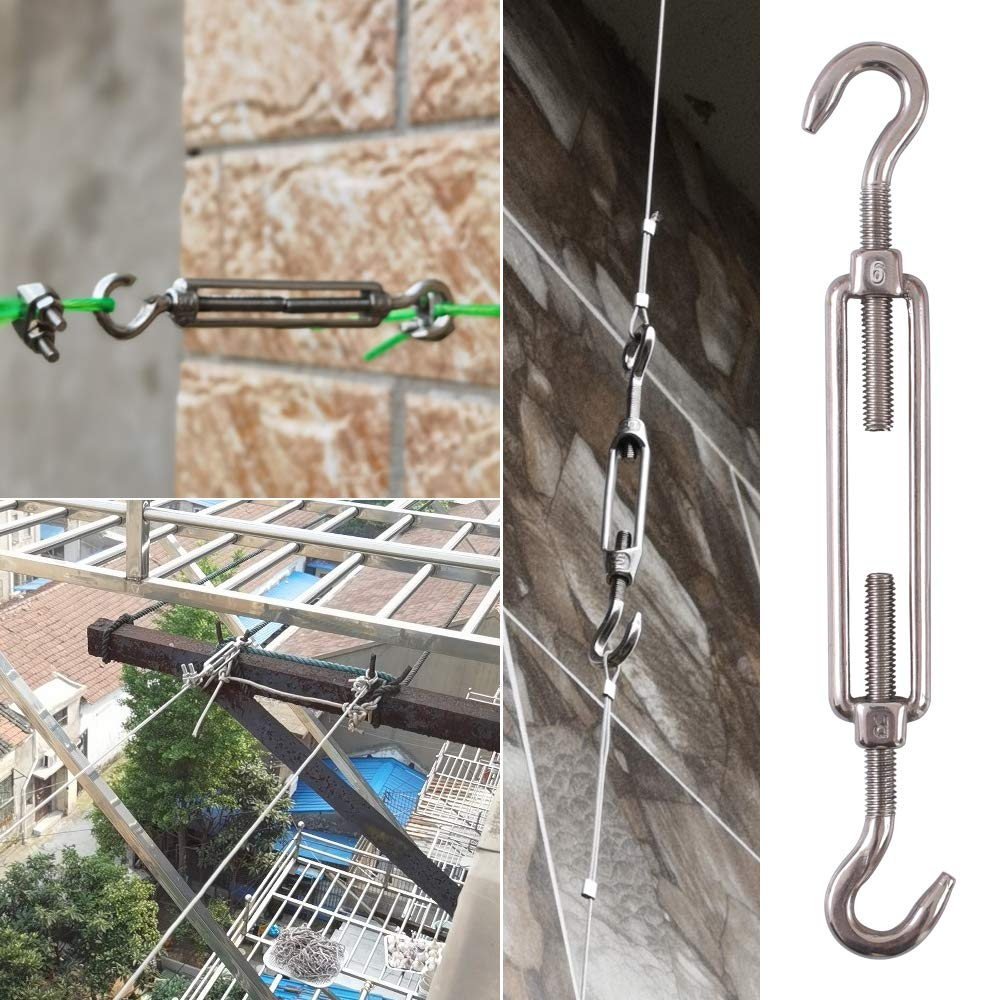 M12 Stainless Steel 304 Hook & Hook Turnbuckles Adjustable Wire Rope ...