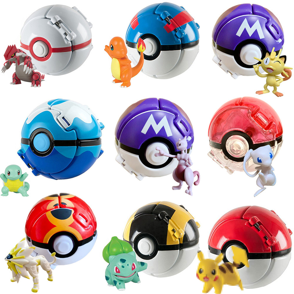Pokemon Figures Elf Ball Deformation Toy Anime Figure Pikachu Charizard ...