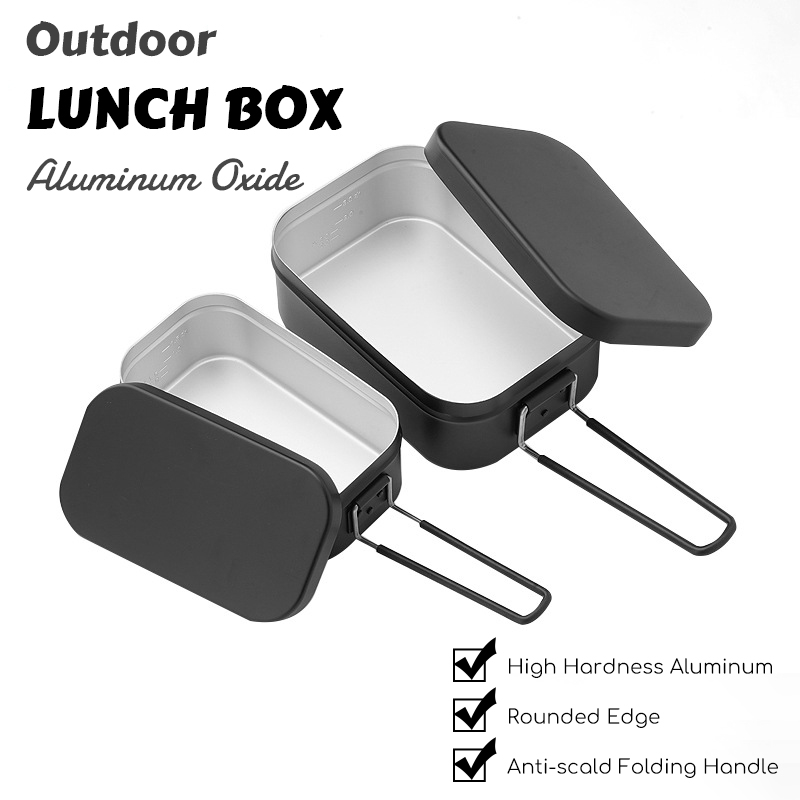 Outdoor Lunch Box Aluminum Camping Bento Non-stick Coating Dinner Box ...