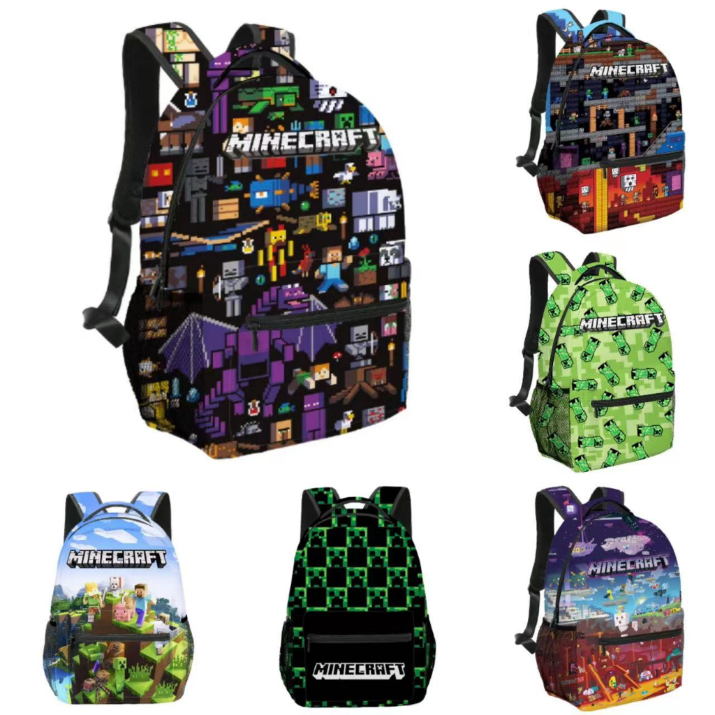 Minecraft backpack for primary and secondary school students~ | Shopee ...