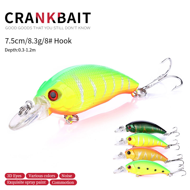 HENGJIA 1Pcs 3D Eyes Plastic Minnow Fishing Lures 7.5cm 8.3g Jig Floating Wobblers Hard Bait ...
