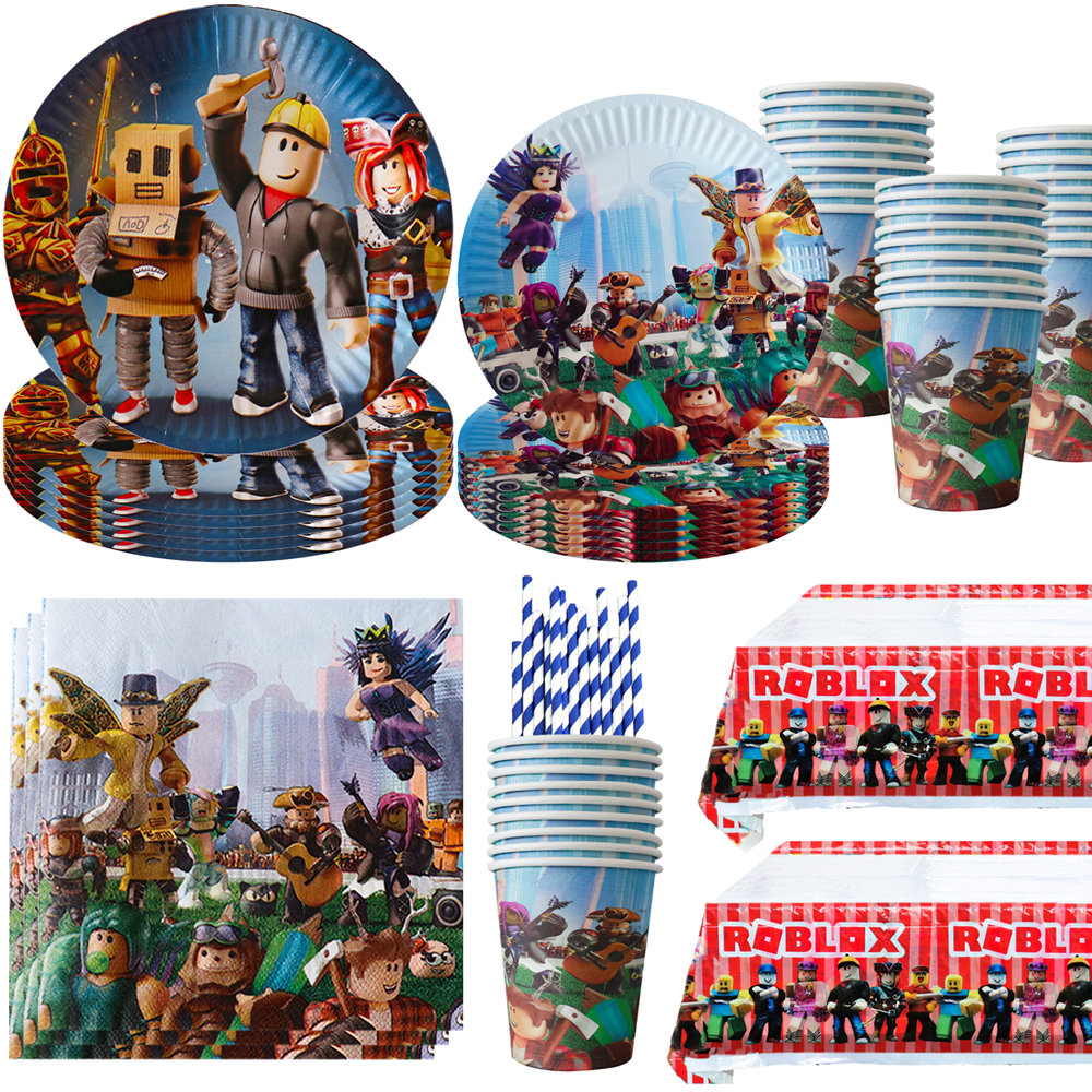 Roblox Birthday Party Decor Game Balloons Tableware Plate Cup Banner ...