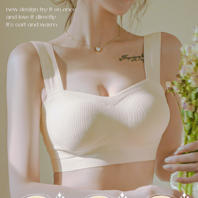 Autumn Winter Underwear Women's Small Breasts Wireless Heating Warm Comfortable Bra | Shopee ...