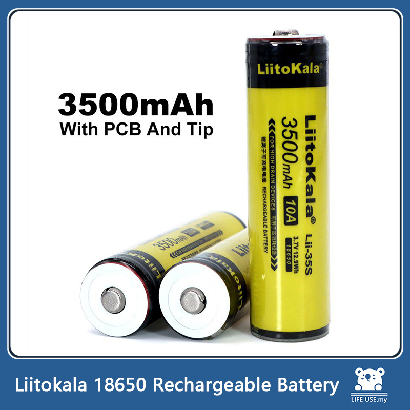 Liitokala Lii-35S Protected 18650 3500mAh Rechargeable Li-lon battery ...