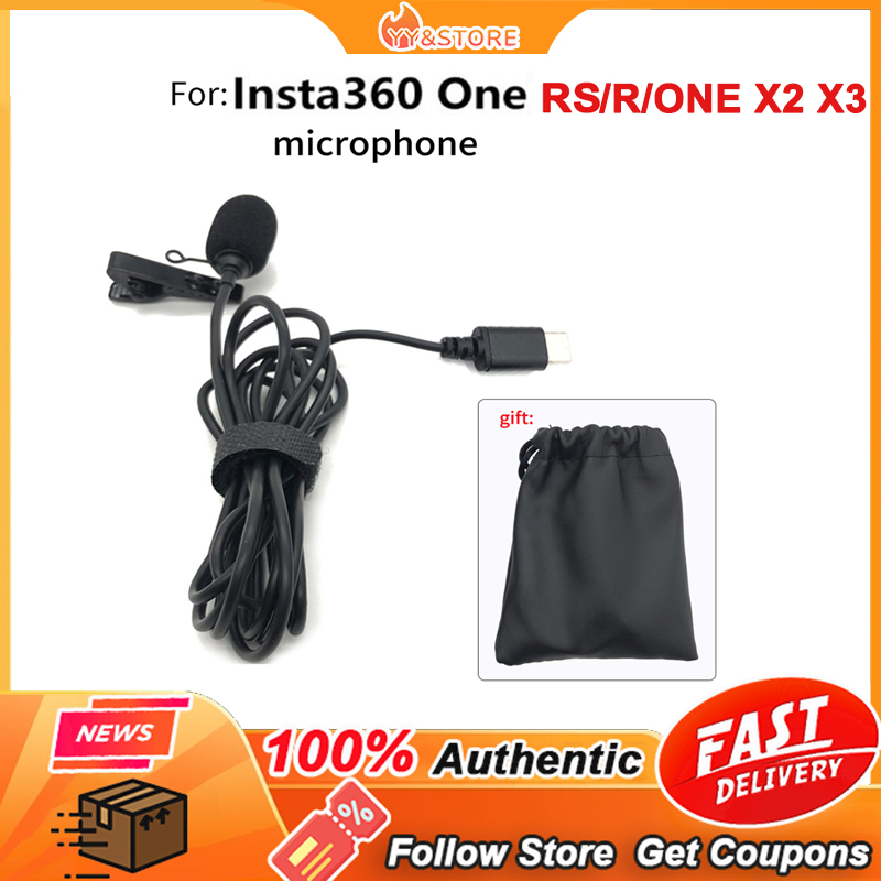 Insta360 X3 One X2 ONE R/RS Type-C Lavalier Microphone For Insta 360 ...
