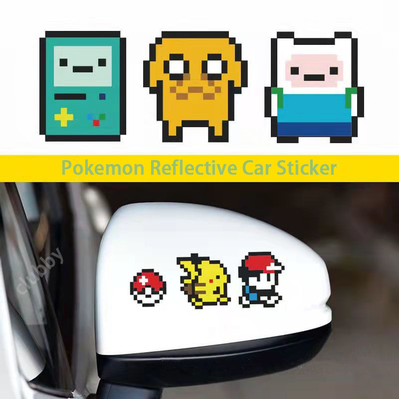Pokemon Car Sticker Pikachu Pokeball Reflective Waterproof Pixel Window ...