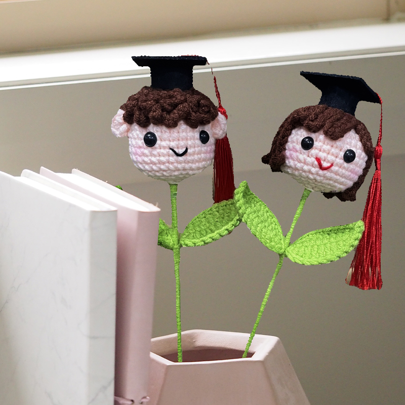 Artificial Crocheted Graduation Doll Flower Handmade DIY Home Party ...