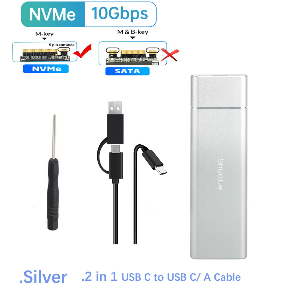 ShuoLe M.2 NVME SSD Case Type-C USB 3.1 Gen 2 (10 Gbps) to nvme PCl-E M ...