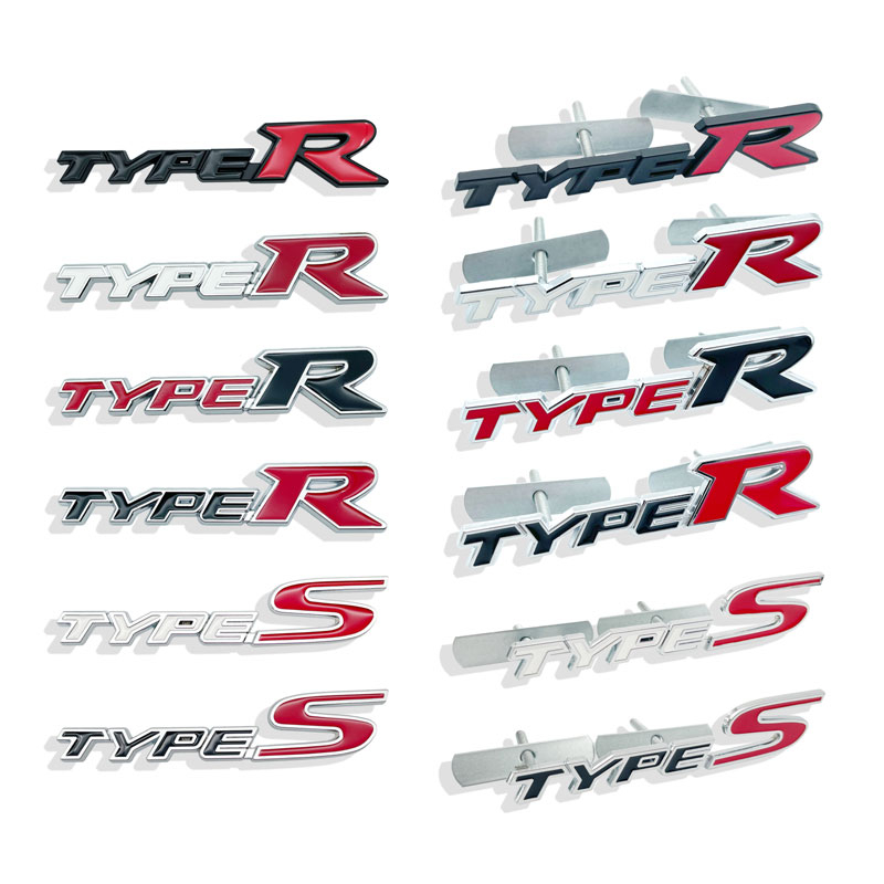 Car Styling 3D Metal Type R/ Type S Logo Car Front Grill Emblem Trunk ...