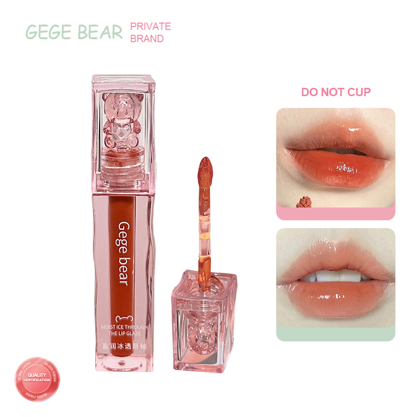 Gege BEAR Ice Transparent Lip Glaze/Sweet Color/Moisturizing Non-Stick ...