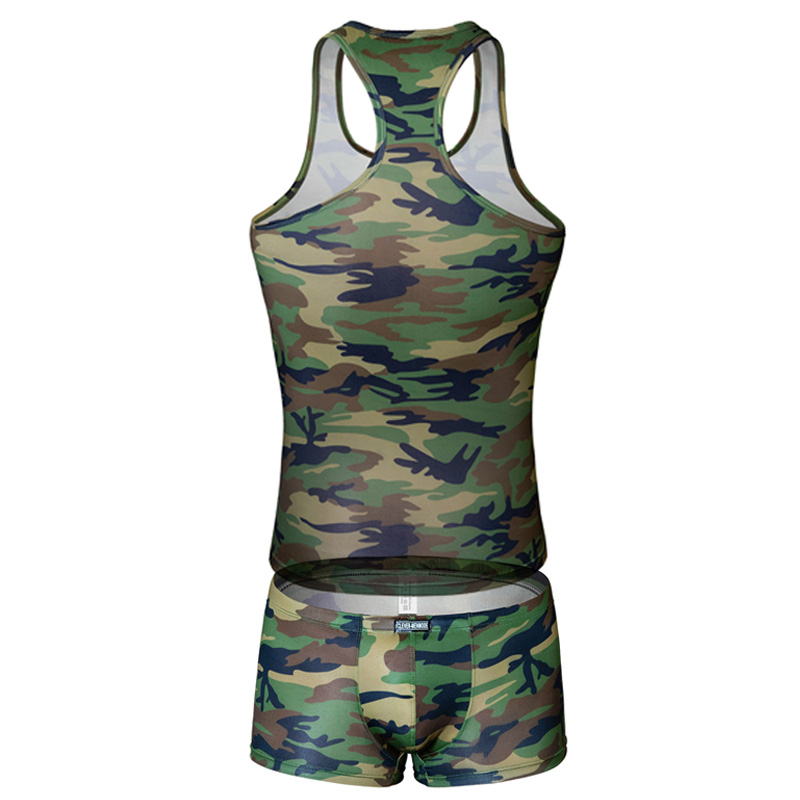 Men's camouflage printed vest top muscle bodybuilding fashion gym ...