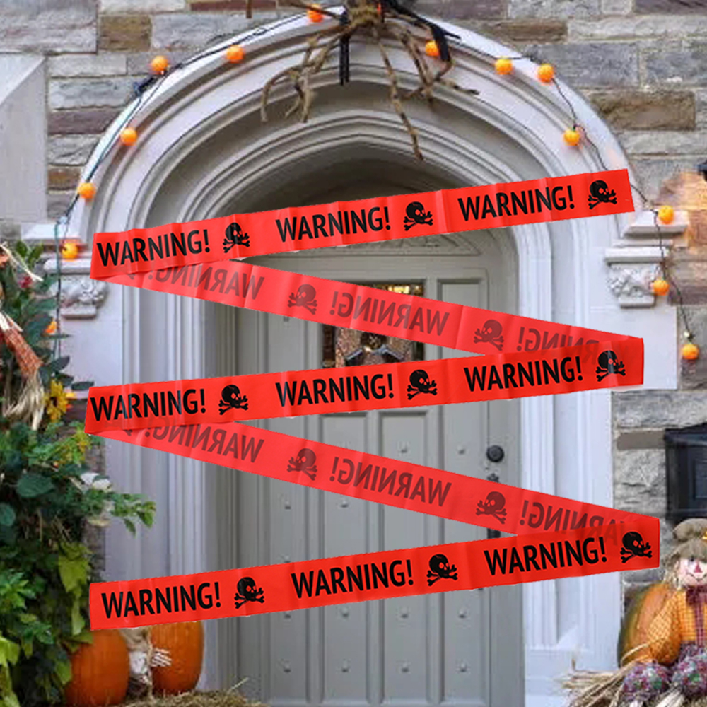 2pcs/set Halloween Warning Tape Signs Halloween Props Window Prop Party ...
