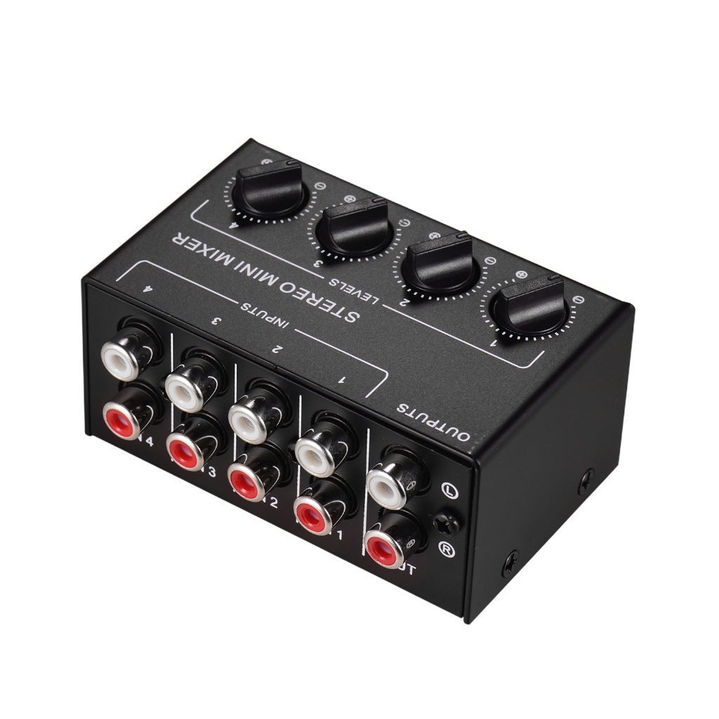 Mini Stereo Audio Mixer with 4-Channel RCA Inputs Separate Volume ...