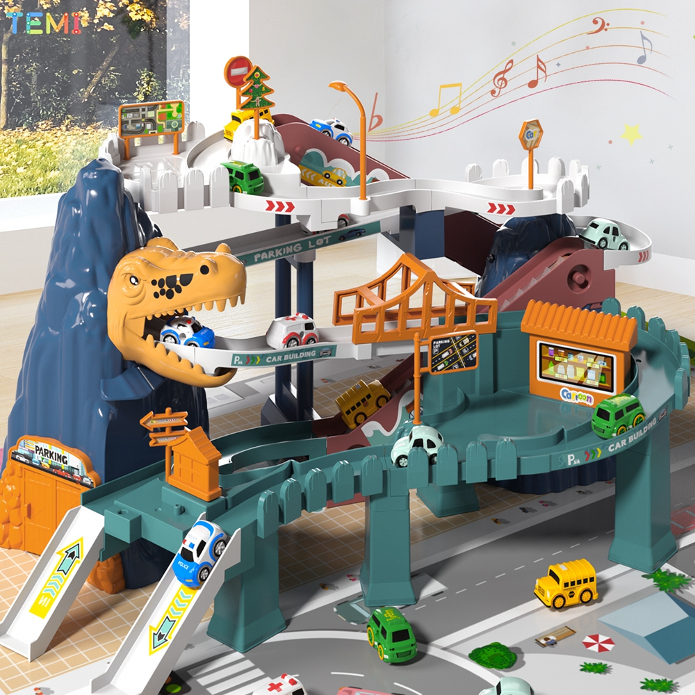 TEMI Electric Dinosaur Track Car Toys Children's Car Track Adventure ...