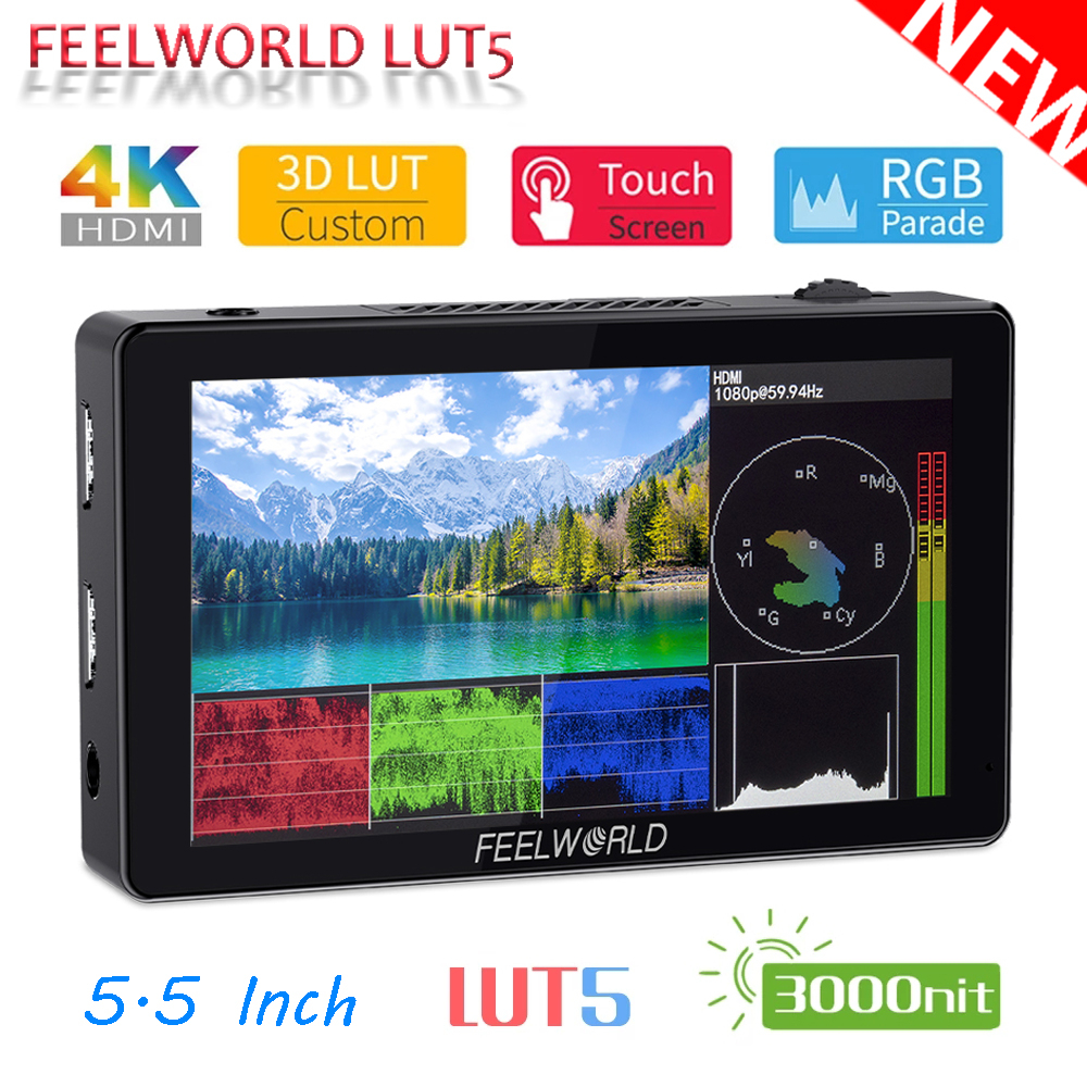FEELWORLD LUT5 5.5 Inch On Camera Monitor Ultra High Bright 3000nit ...